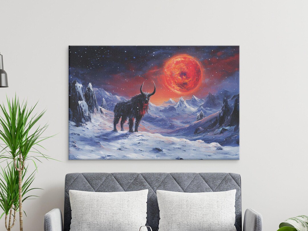 Blood Moon Vintage Landscape Art Print for Digital Download. Scenic ...