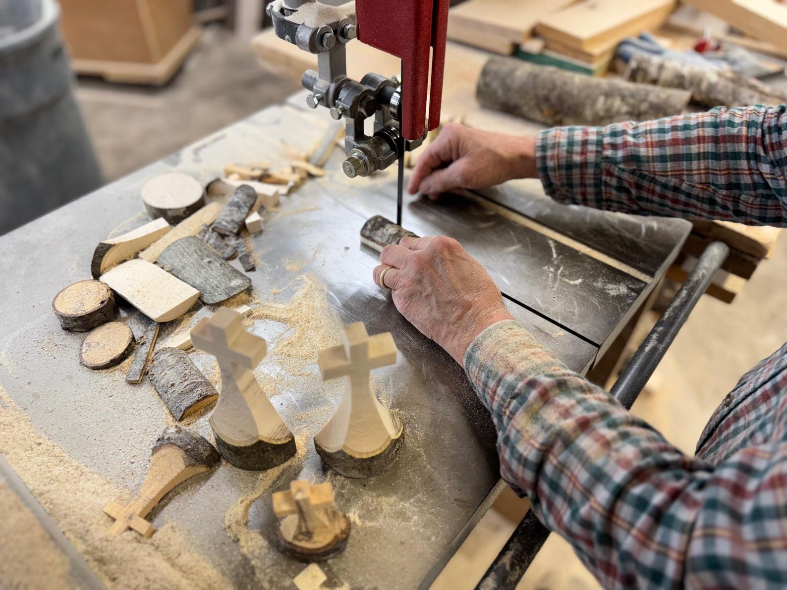 Hand-cut Wooden Cross | Unique Mixed Hardwood Decor | Live Edge & Clean ...