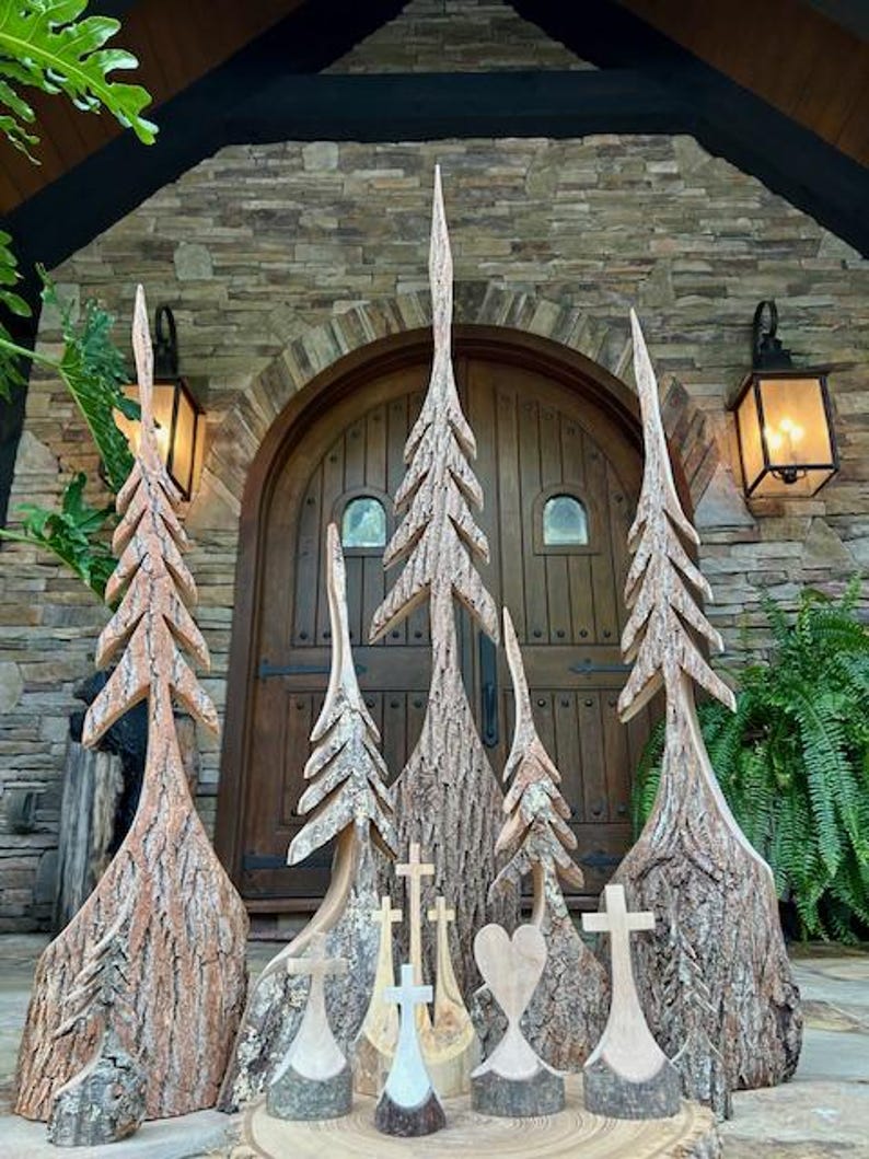 Hand-cut Wooden Tree | Unique Mixed Hardwood Decor | Live Edge & Clean ...