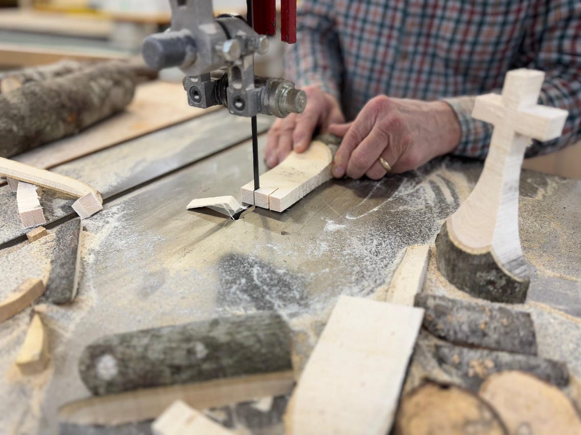 Hand-cut Wooden Cross Unique Mixed Hardwood Decor Live Edge & Clean ...