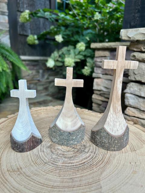 Hand-cut Wooden Cross | Unique Mixed Hardwood Decor | Live Edge & Clean ...