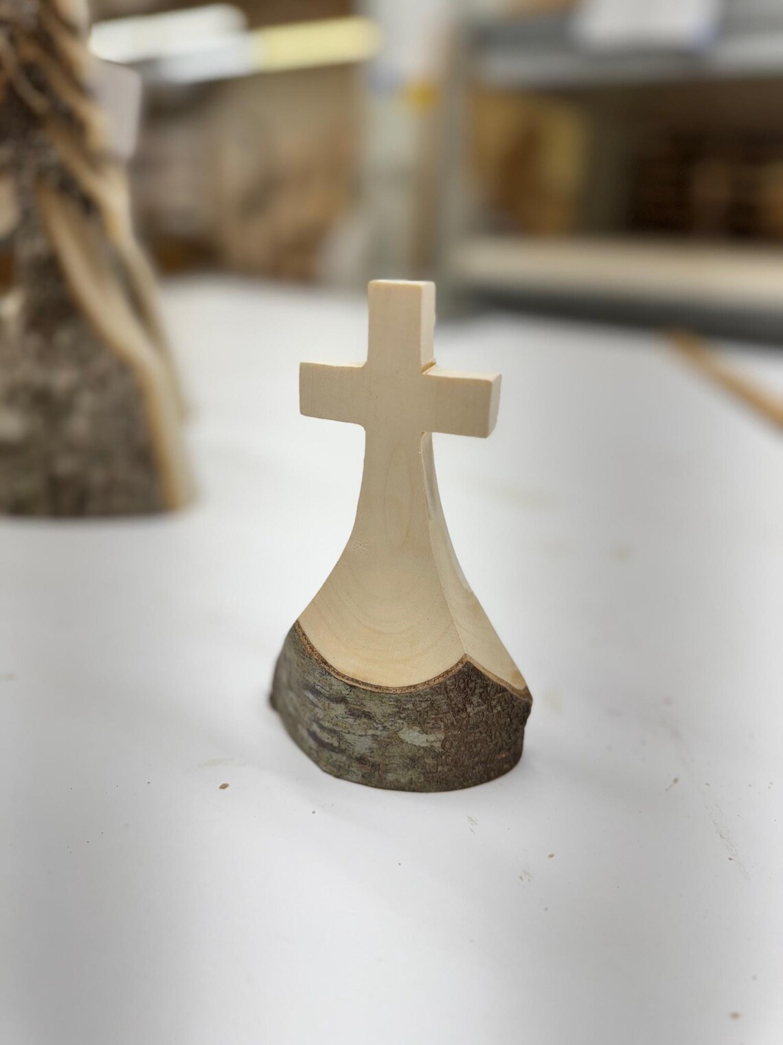 Hand-cut Wooden Cross | Unique Mixed Hardwood Decor | Live Edge & Clean ...