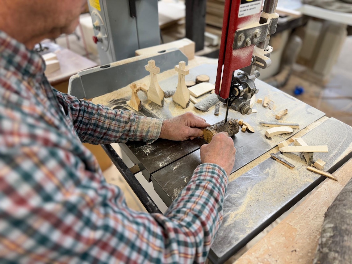 Hand-cut Wooden Cross | Unique Mixed Hardwood Decor | Live Edge & Clean ...