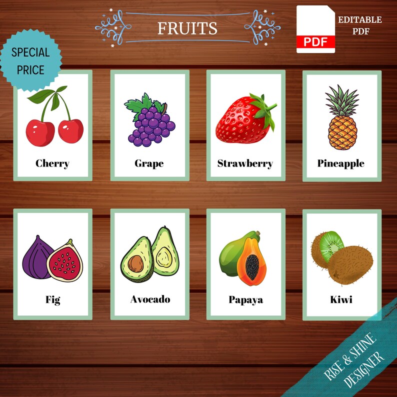 32 Fruit Flashcards | Educational and Printable Cards | Fruit-themed ...