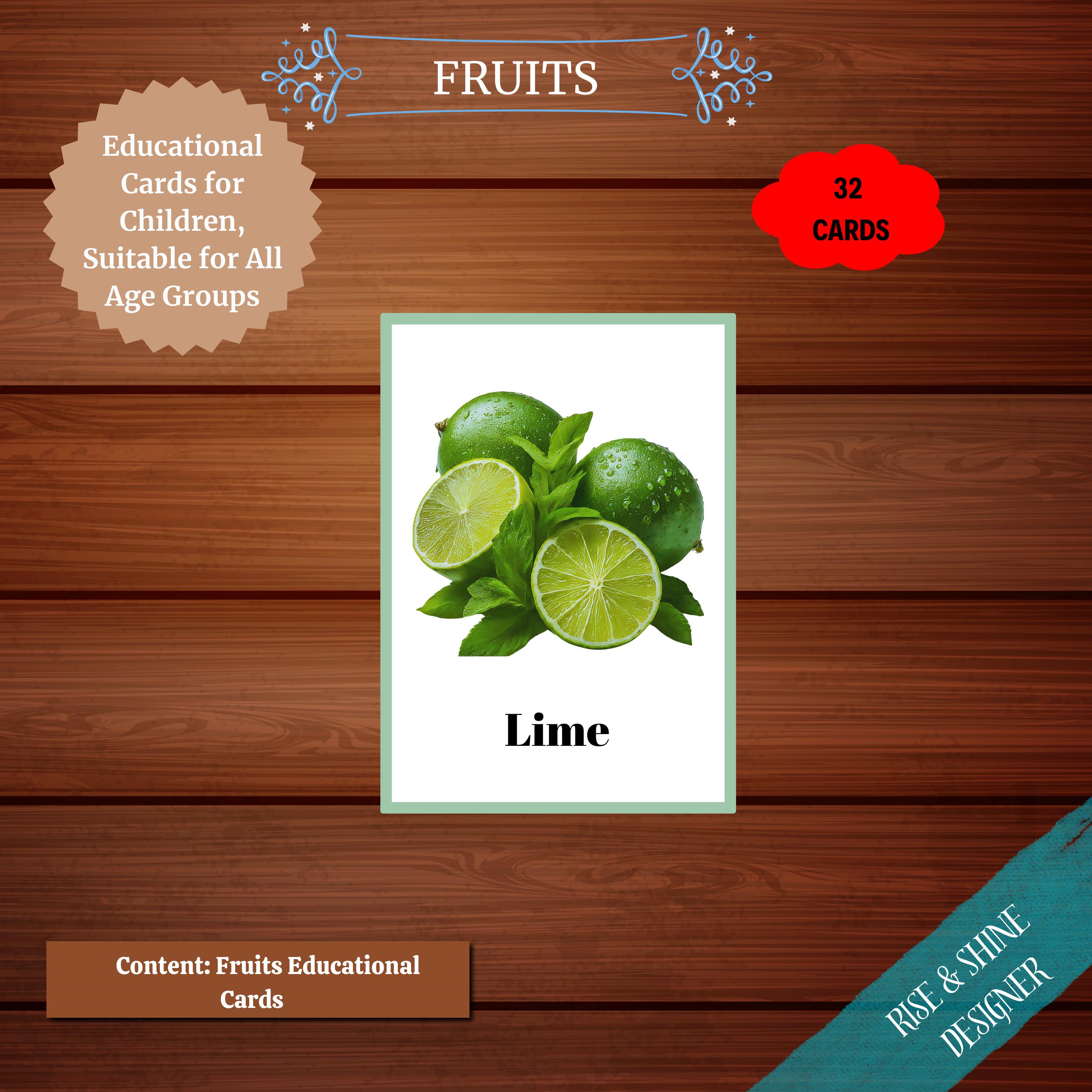 32 Fruit Flashcards | Educational and Printable Cards | Fruit-themed ...