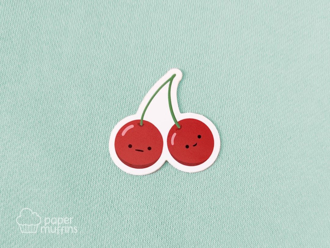 Cherries Vinyl Sticker // Cute Die-cut Fruit Sticker for Decoration ...