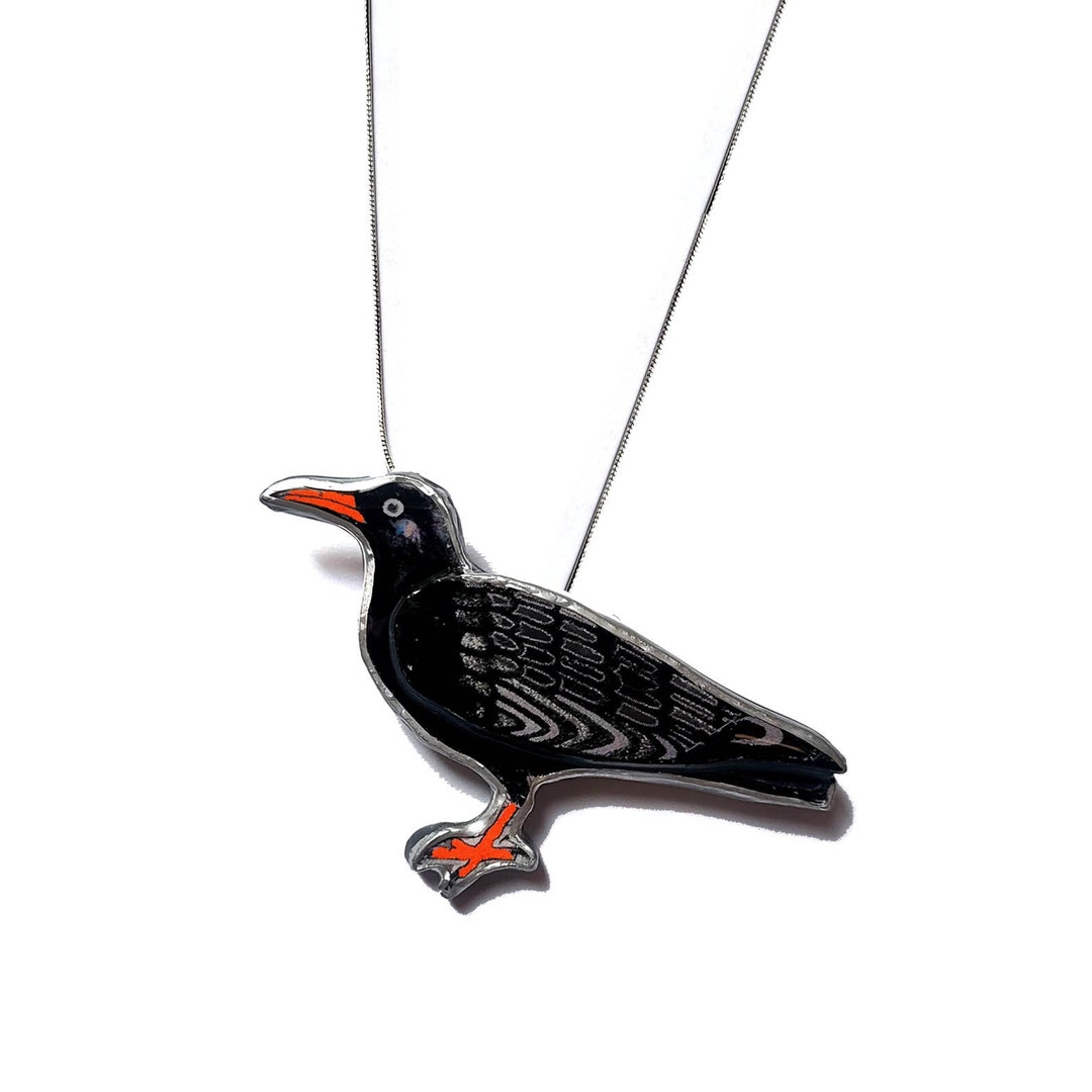Beautiful Black Cornish Chough Corvid Crow Bird Necklace by Ellymental ...