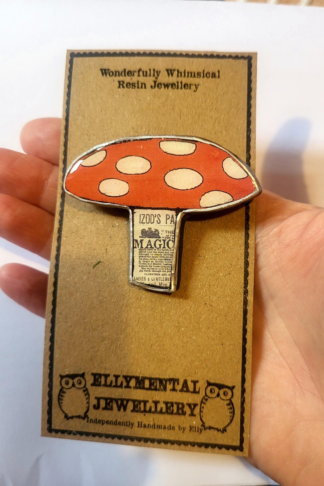 Whimsical Statement Red and White Magic Mushroom Toadstool Brooch - Etsy