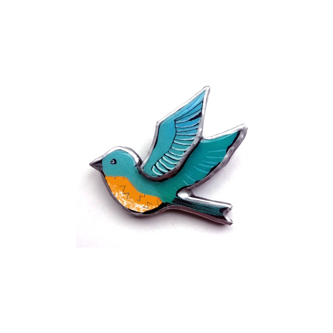 Beautiful Bluebird Resin Brooch by Ellymental - Etsy