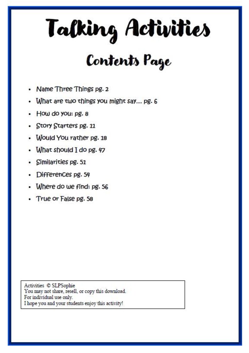 Simple Talking Activities - Etsy