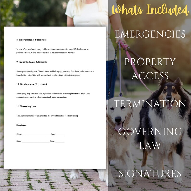 Pet Sitting Contract Template | Editable Pet Care Agreement | Dog Cat ...