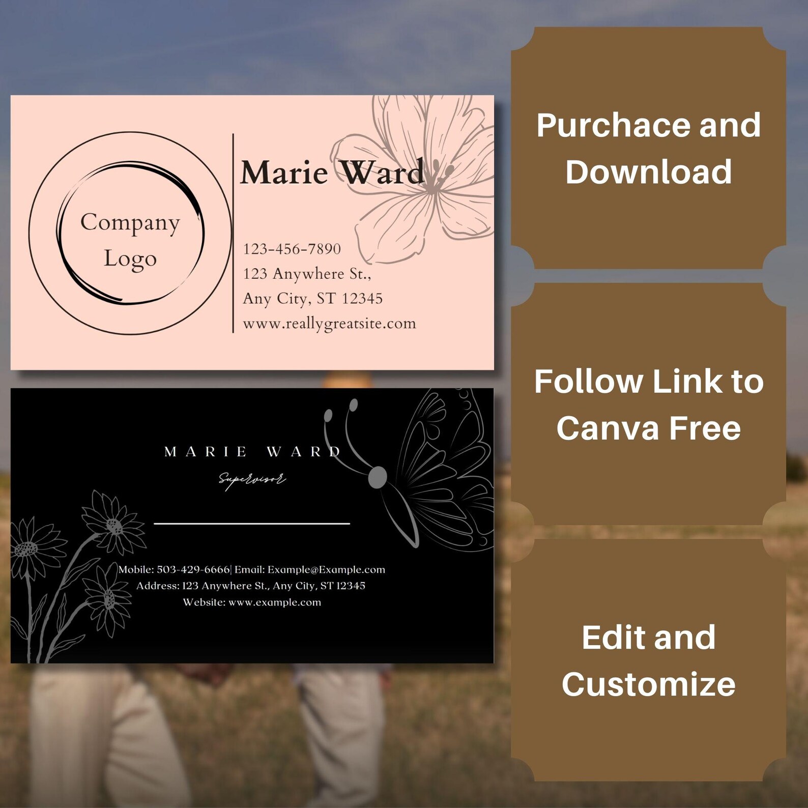 Editable Business Card Template | Digital Download | Canva Business ...