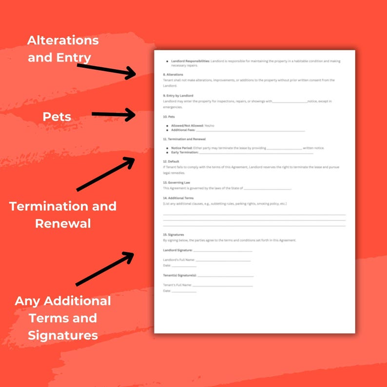 Rental Agreement Template Editable. Simple Two Page Lease Agreement ...