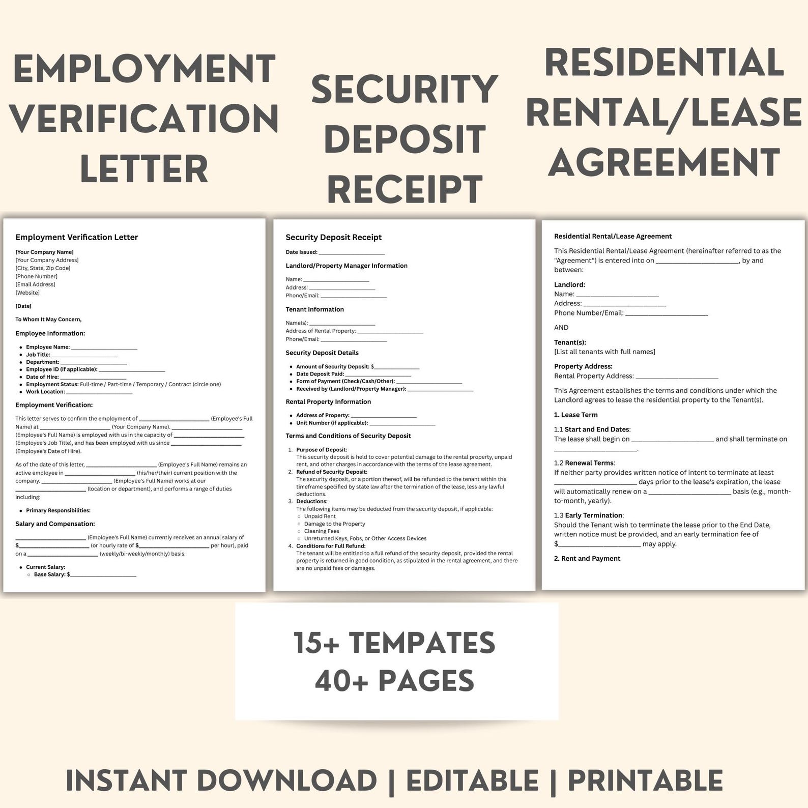 Landlord Property Management Rental Templates Bundle | Lease Agreement ...