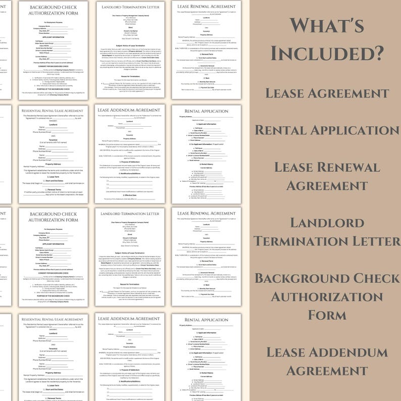 Landlord Template Bundle: Lease Agreement, Rental Application ...