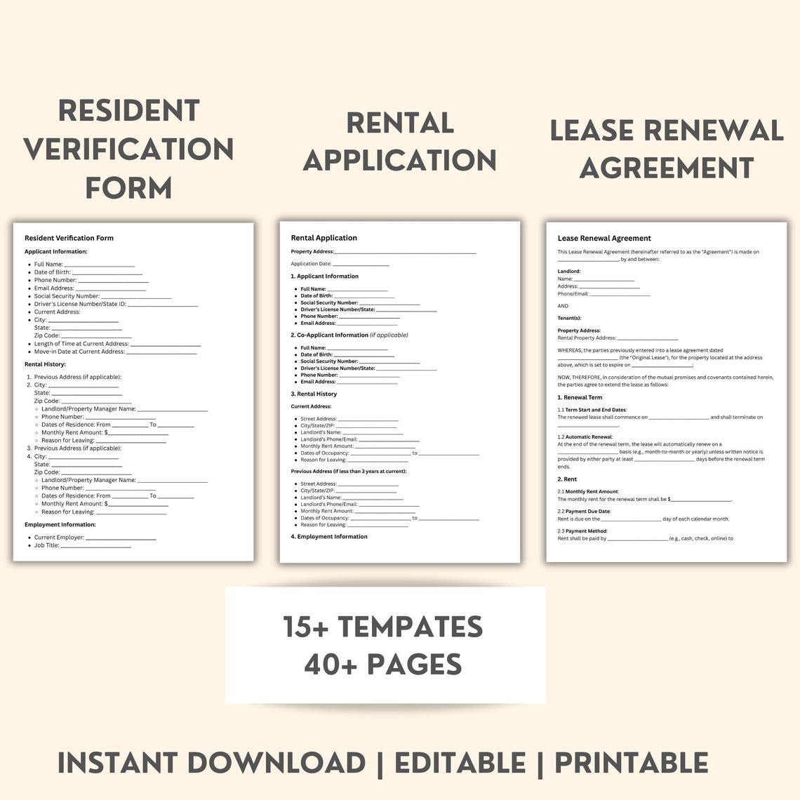 Landlord Property Management Rental Templates Bundle | Lease Agreement ...