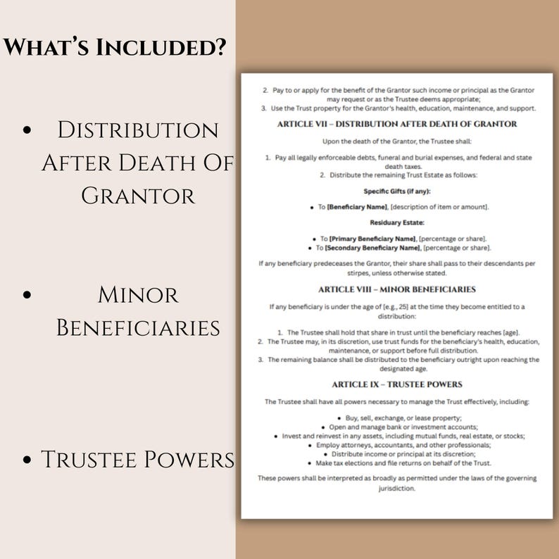 Revocable Living Trust Agreement, Living Trust Form, Inter Vivos Trust ...