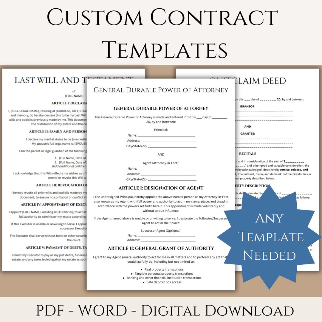 Custom Contract Template | Personalized Legal Agreement | Freelance ...