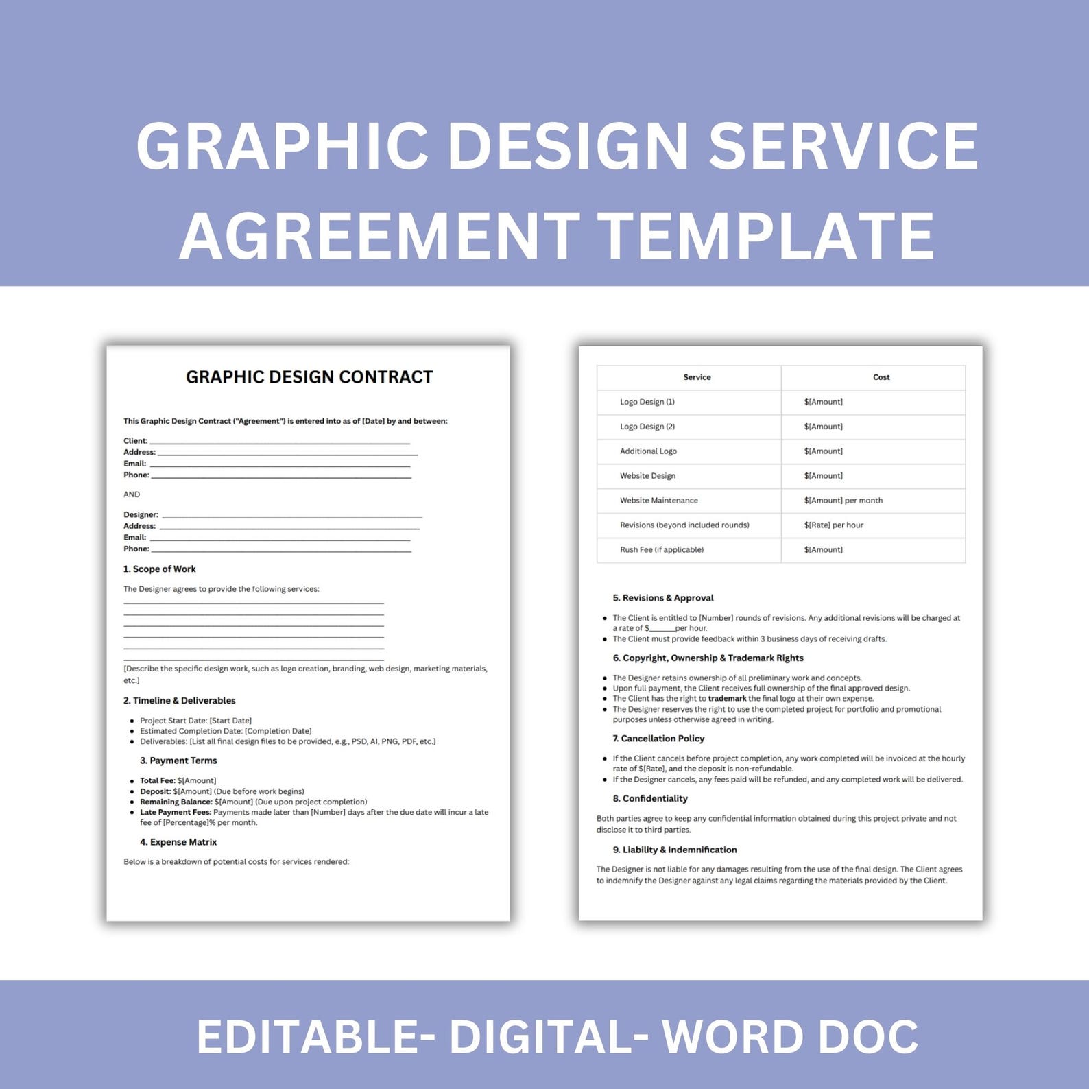 Graphic Design Contract, Design Services Forms, Contract for Graphic ...