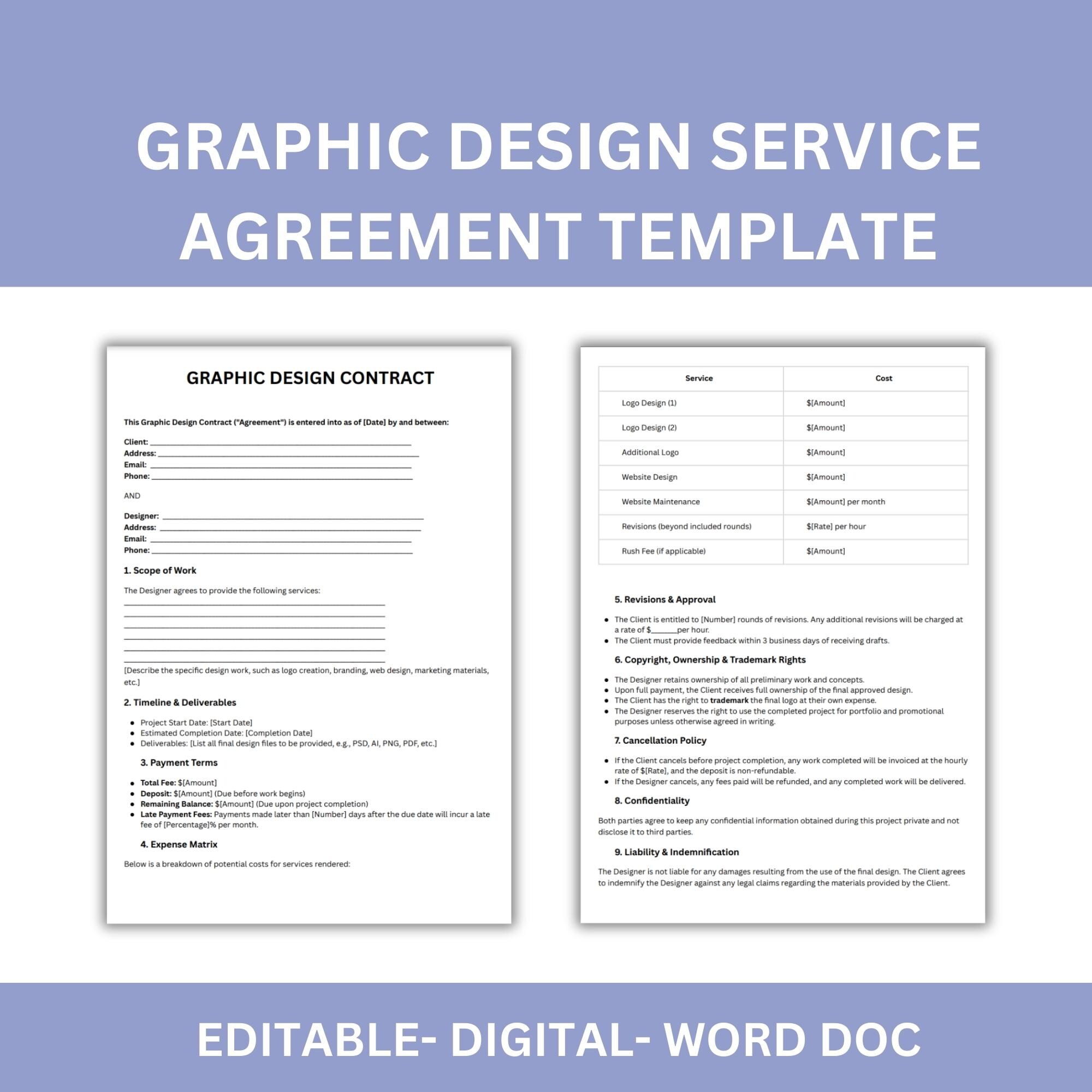 Graphic Design Contract, Design Services Forms, Contract for Graphic ...