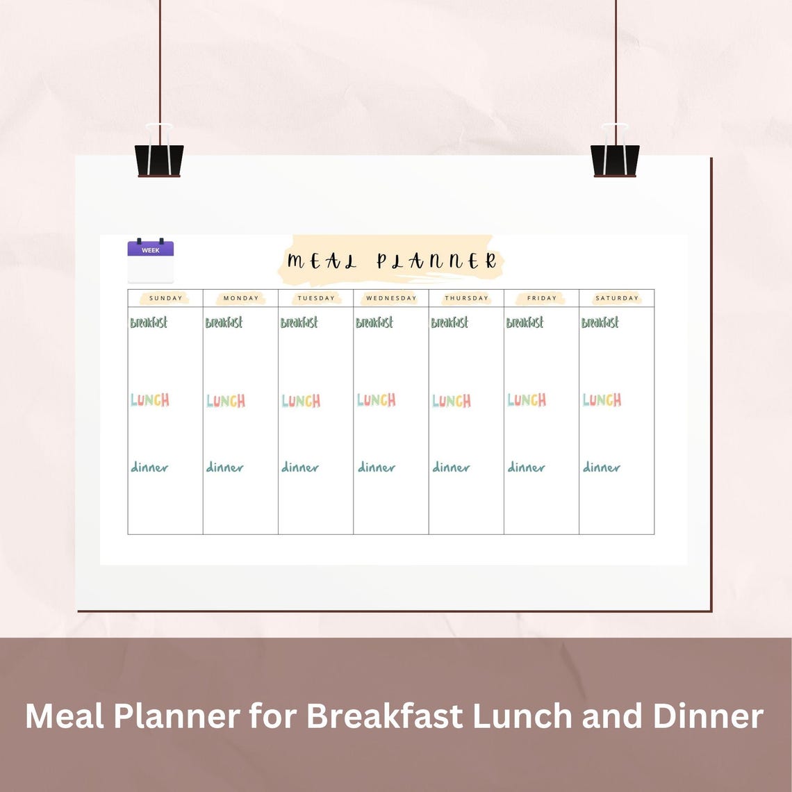 Meal Plan Template, Meal Plan Printable, Meal Prep Planner, Weekly Meal ...