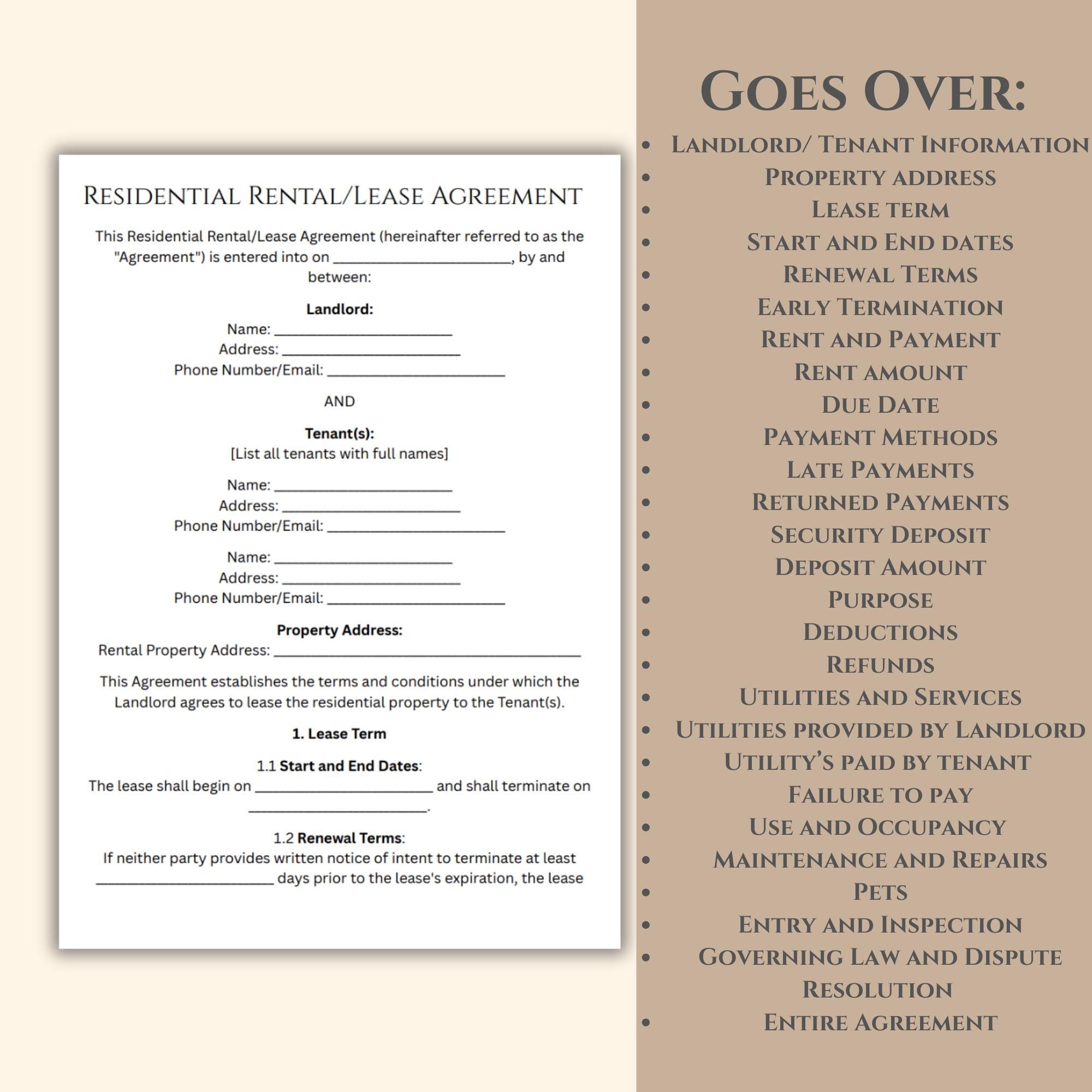 Lease Agreement With BONUS Rental Application, Property Manager ...