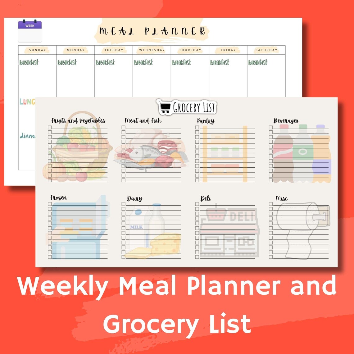 Meal Plan Template, Meal Plan Printable, Meal Prep Planner, Weekly Meal ...