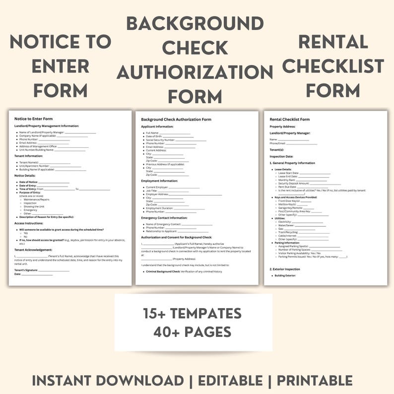 Landlord Property Management Rental Templates Bundle | Lease Agreement ...