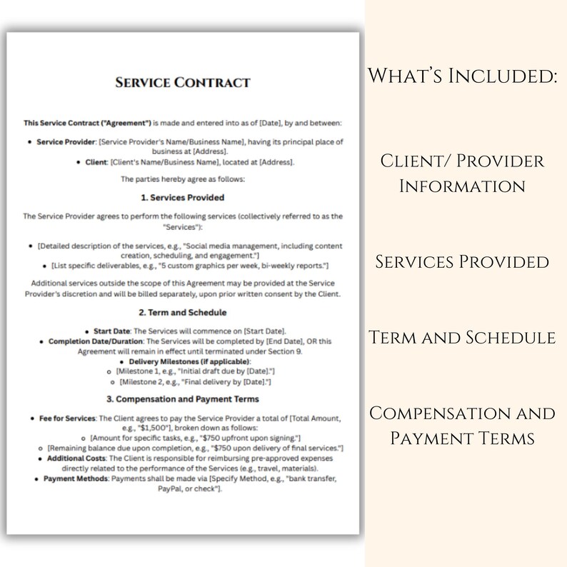 Service Contract Agreement, Printable Service Contract Templates ...