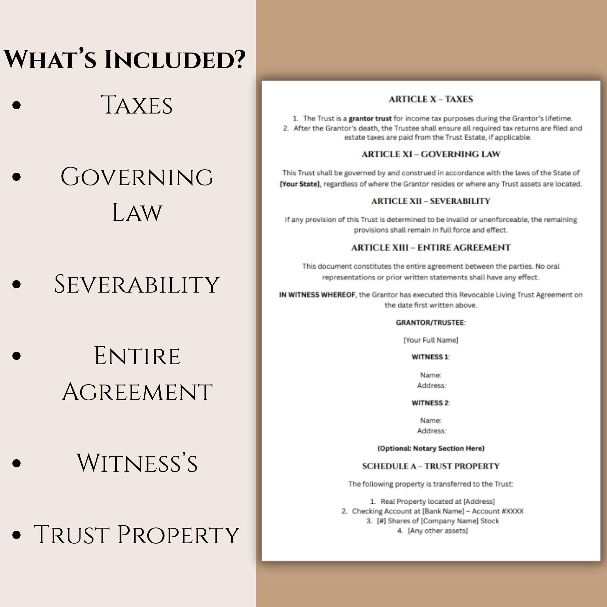 Revocable Living Trust Agreement, Living Trust Form, Inter Vivos Trust ...