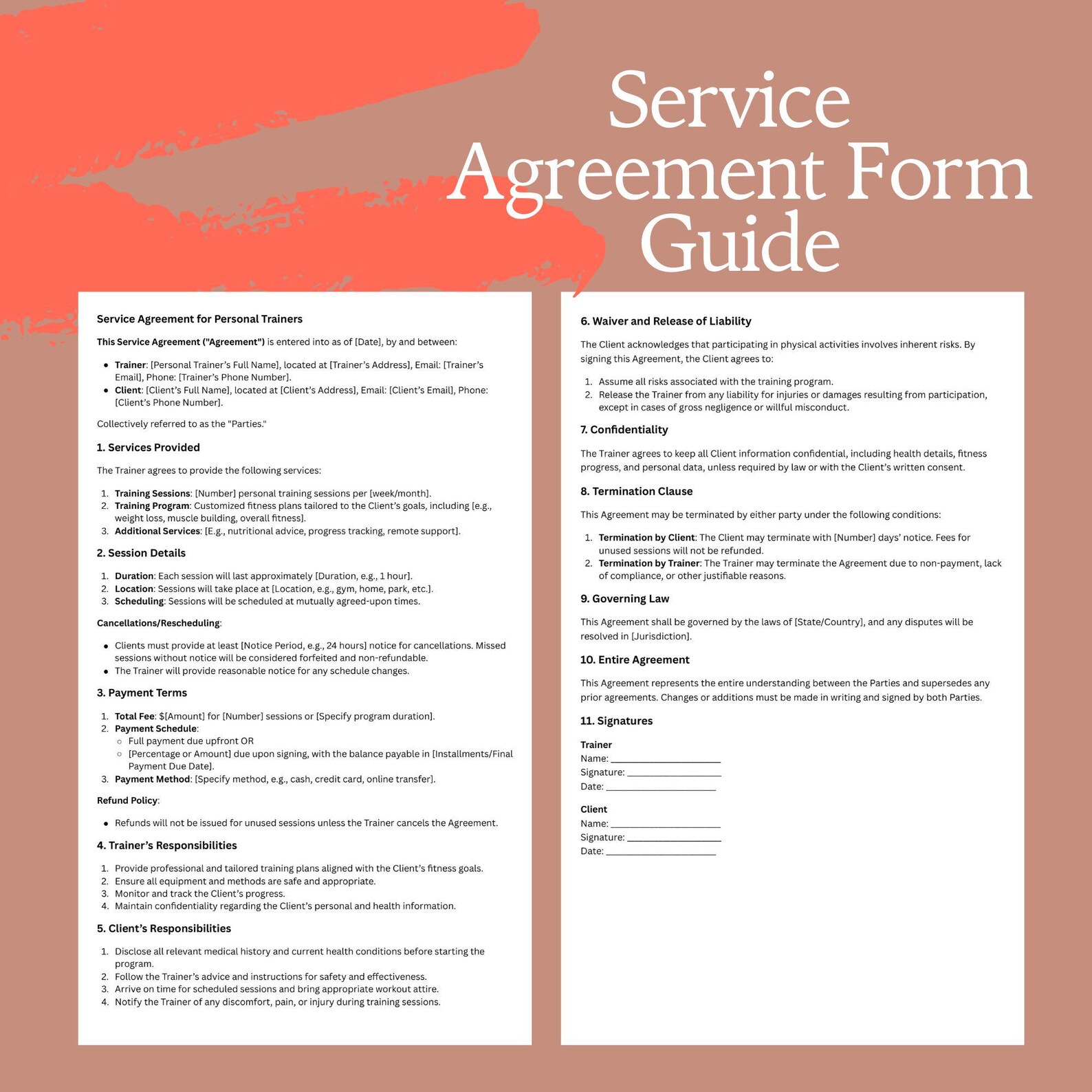Personal Trainer Contract Template, Fitness Coaching Agreement ...