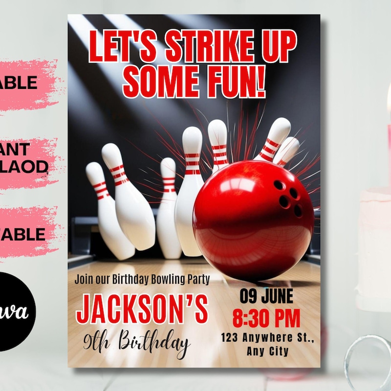 Bowling Invitations - Etsy