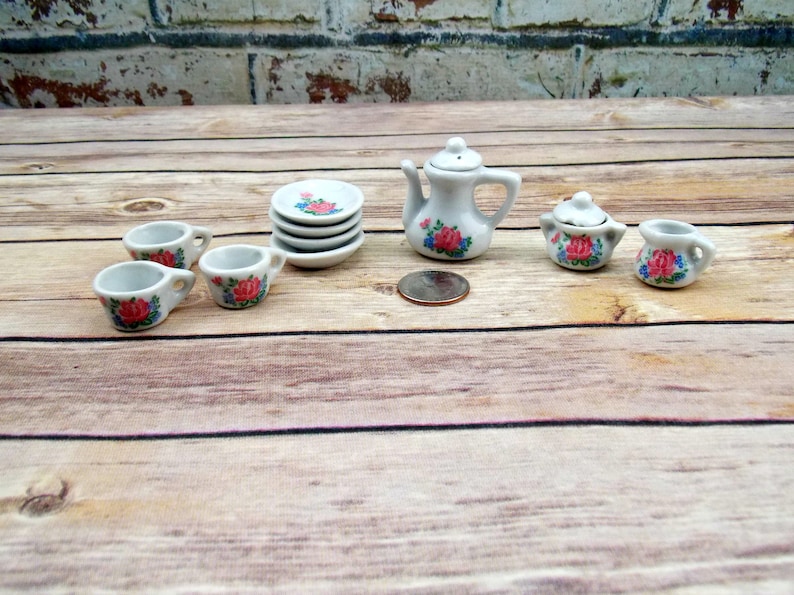 Miniature Tea Set Doll Tea Set Floral Miniature Tea Set | Etsy
