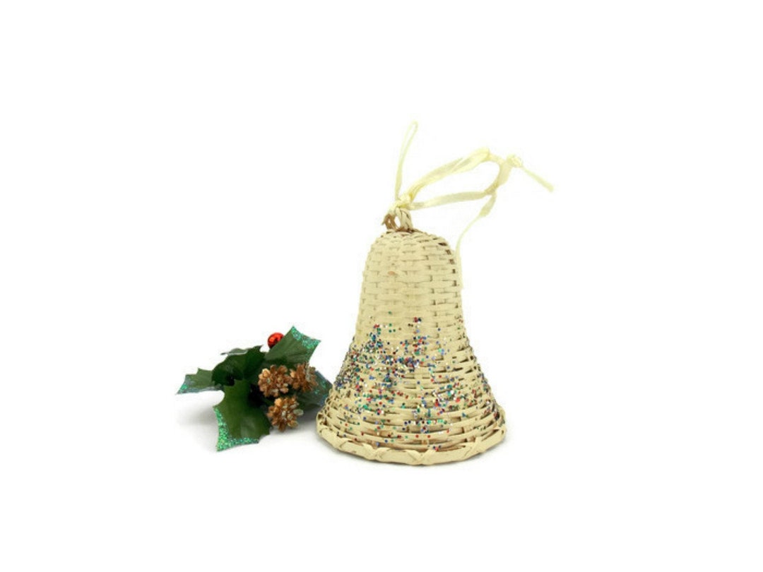 Vintage Wicker Christmas Bell, Retro Christmas Bell, White Wicker ...