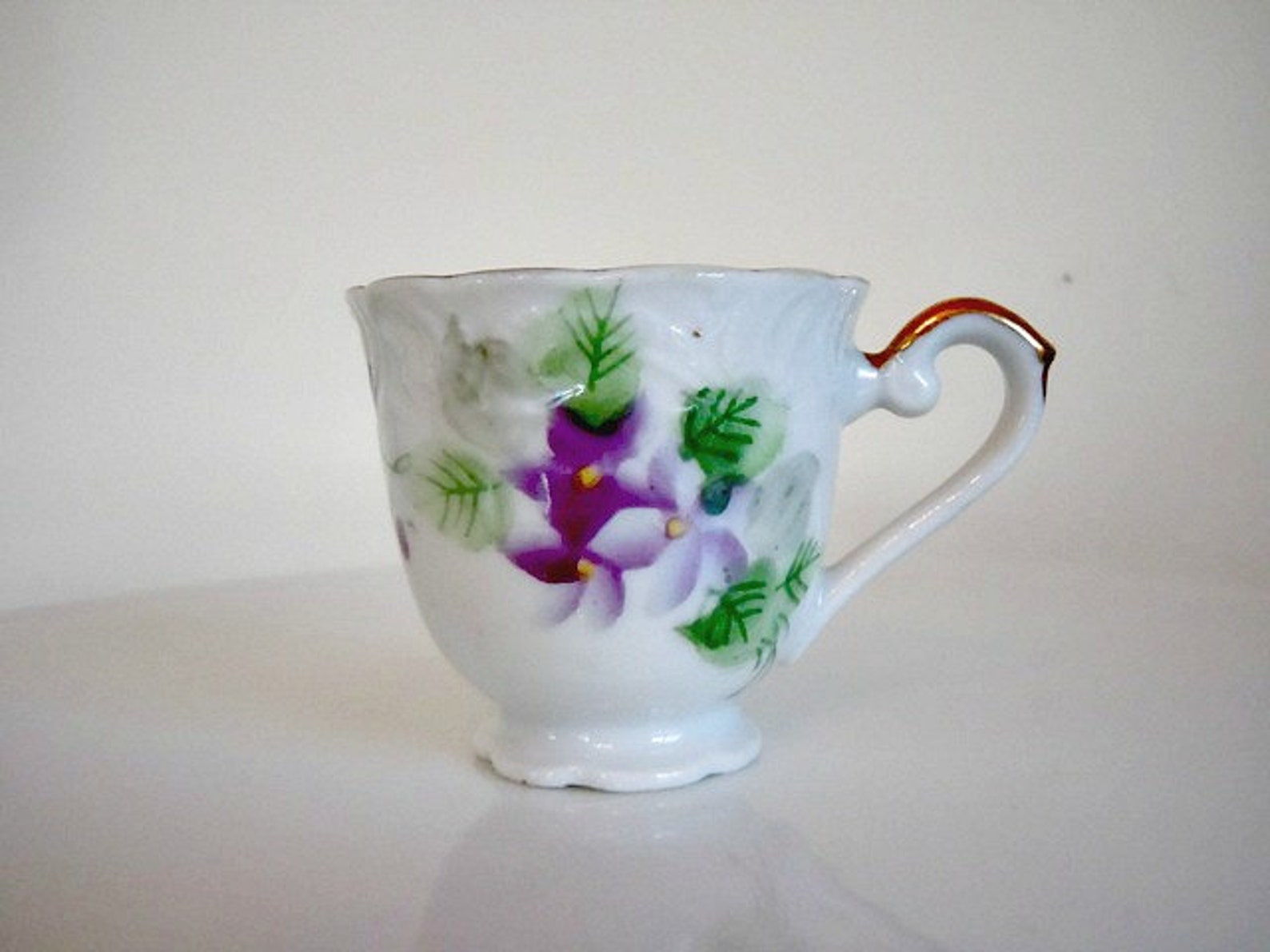 Vintage Tea Cup and Saucer Tea Cup Violets Small Tea Cup | Etsy