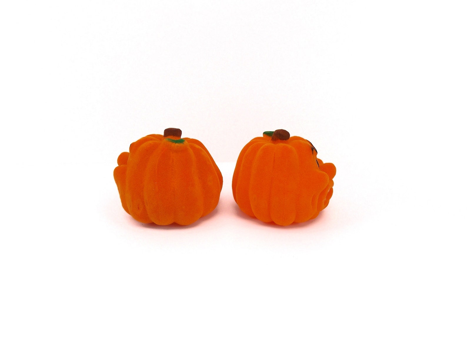 Vintage Flocked Halloween Pumpkins Set of Halloween Pumpkins - Etsy