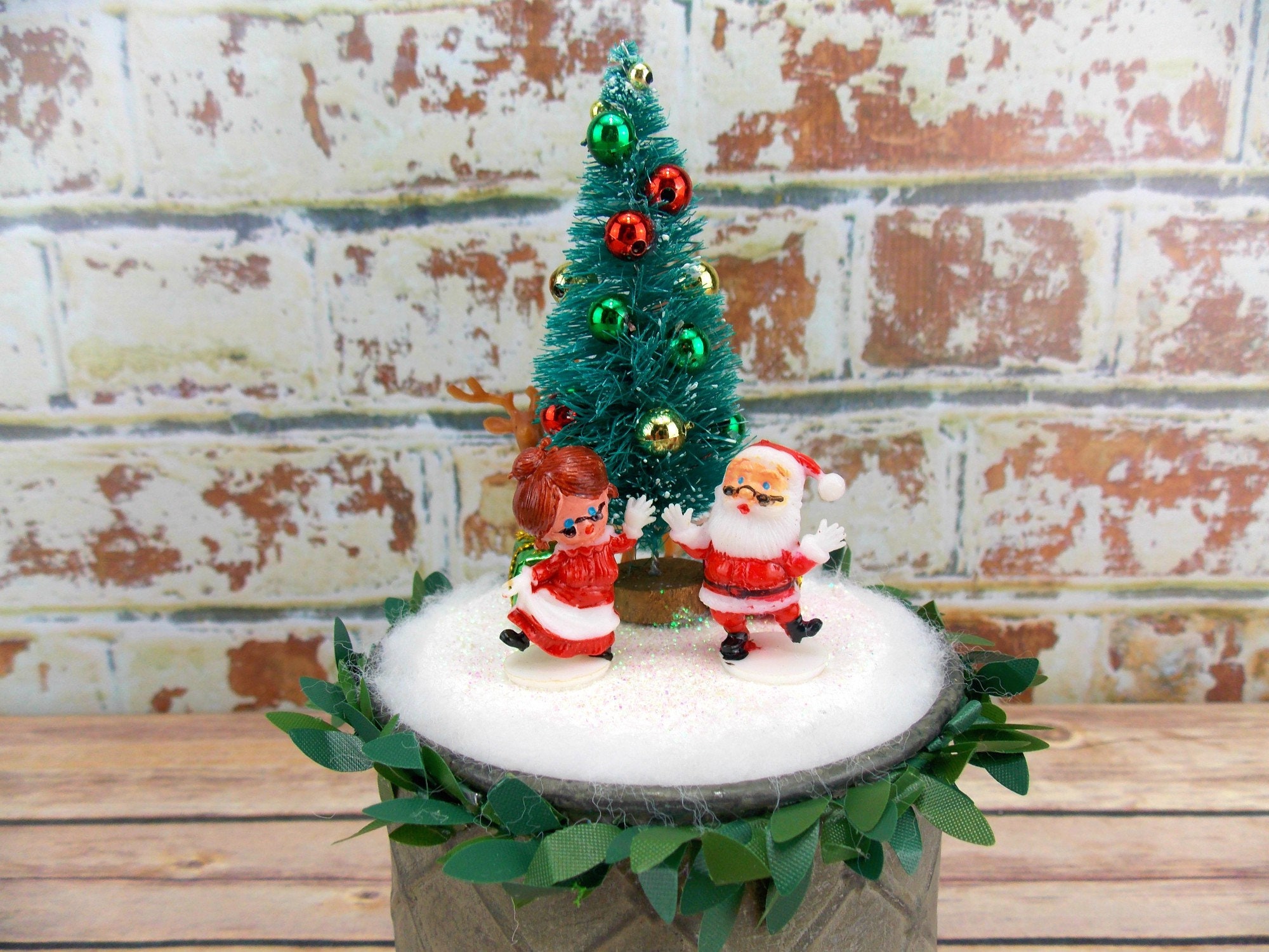 Santa and Mrs. Claus Reindeer Vintage Style Christmas | Etsy