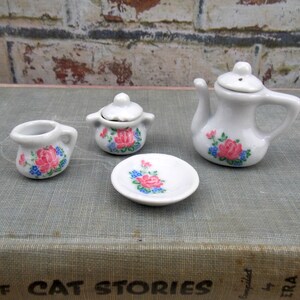 Miniature Tea Set, Doll Tea Set, Floral Miniature Tea Set, Ceramic ...