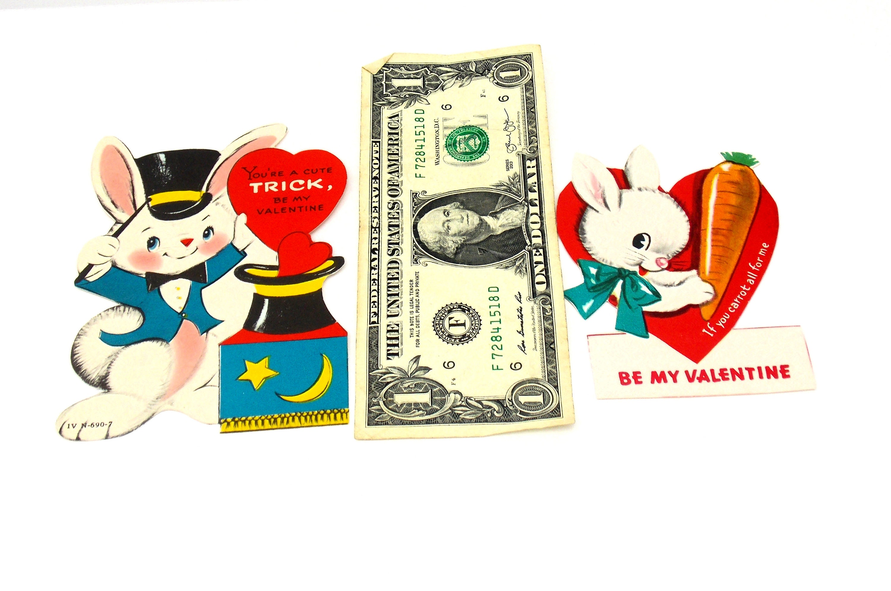 Vintage Original Valentine Cards Valentine Rabbits Vintage | Etsy