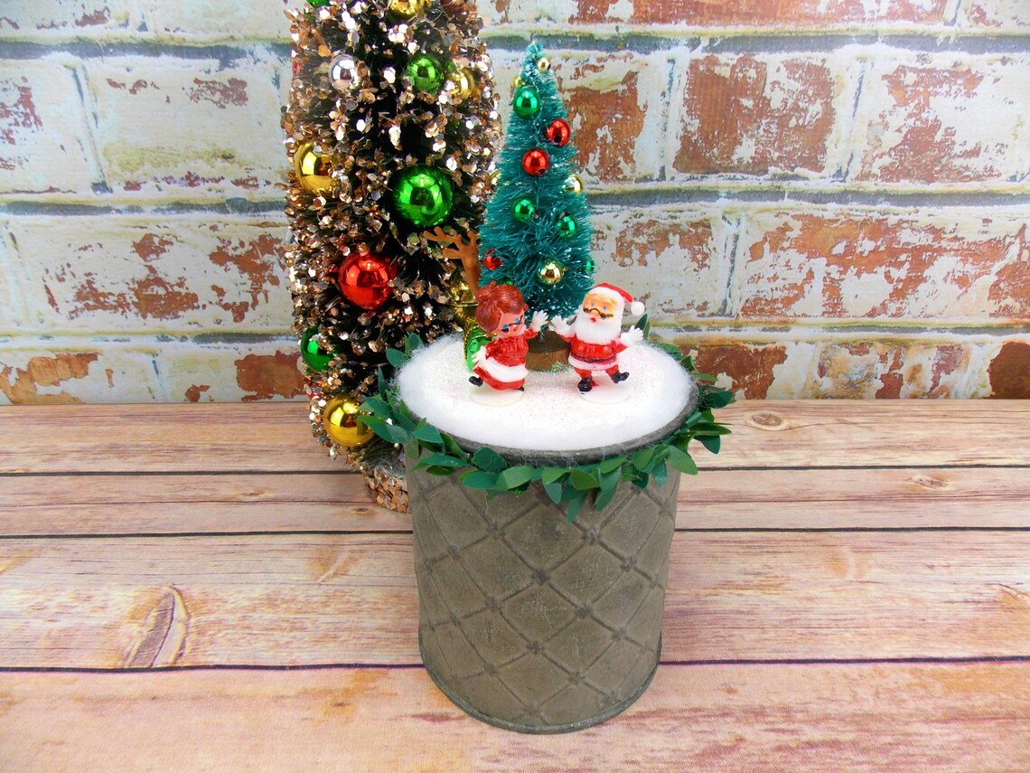 Santa and Mrs. Claus Reindeer Vintage Style Christmas | Etsy