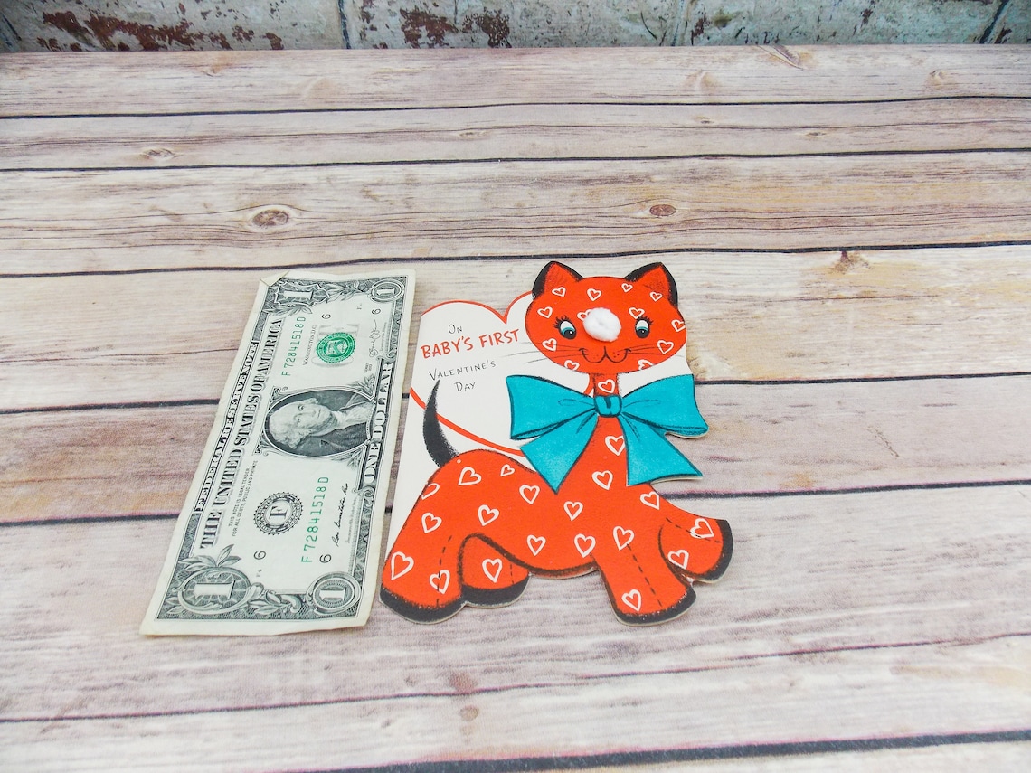 Vintage Hallmark Card Cat Valentine Baby's First | Etsy