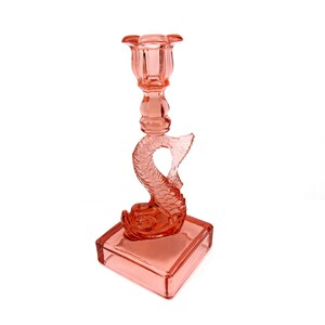 Vintage Pink Glass Fish Candlestick Koi Fish Dolphin - Etsy