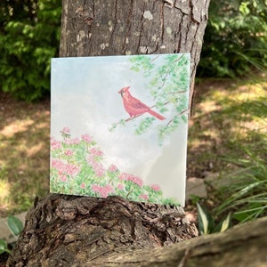 Vintage Cardinal Tile, Handpainted Cardinal Tile, Bird Tile - Etsy