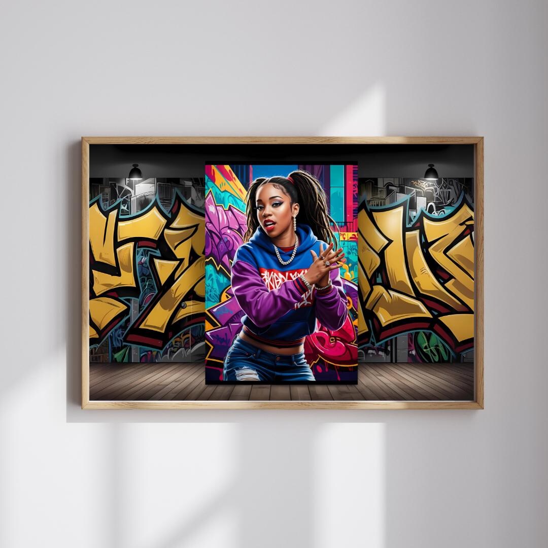 Female Hip-hop Model Poster | Graffiti Wall Art | Rap Music Gift | Hip ...
