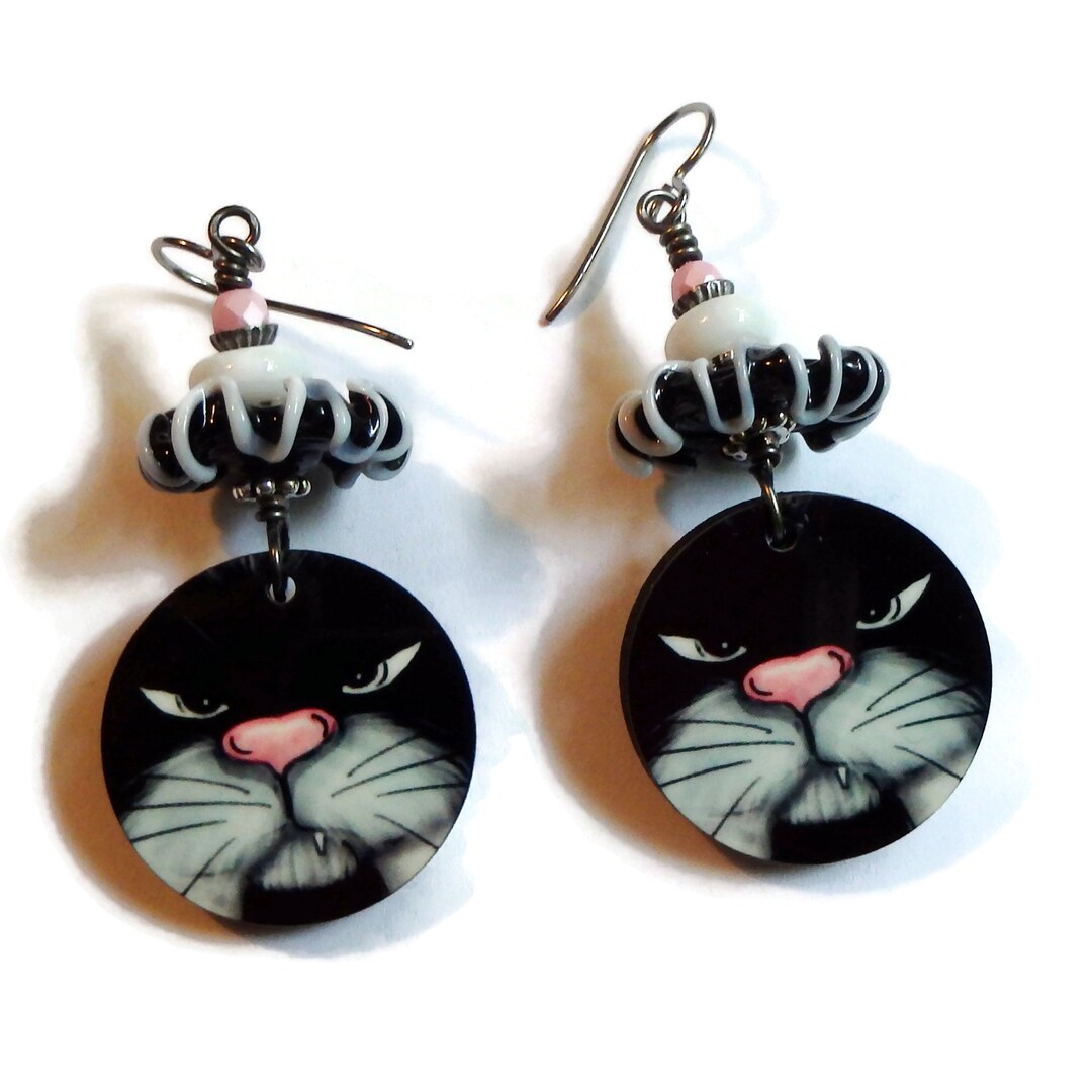 Sublimated Images of Cats/ Grumpy Cat Earrings/ E2619 - Etsy