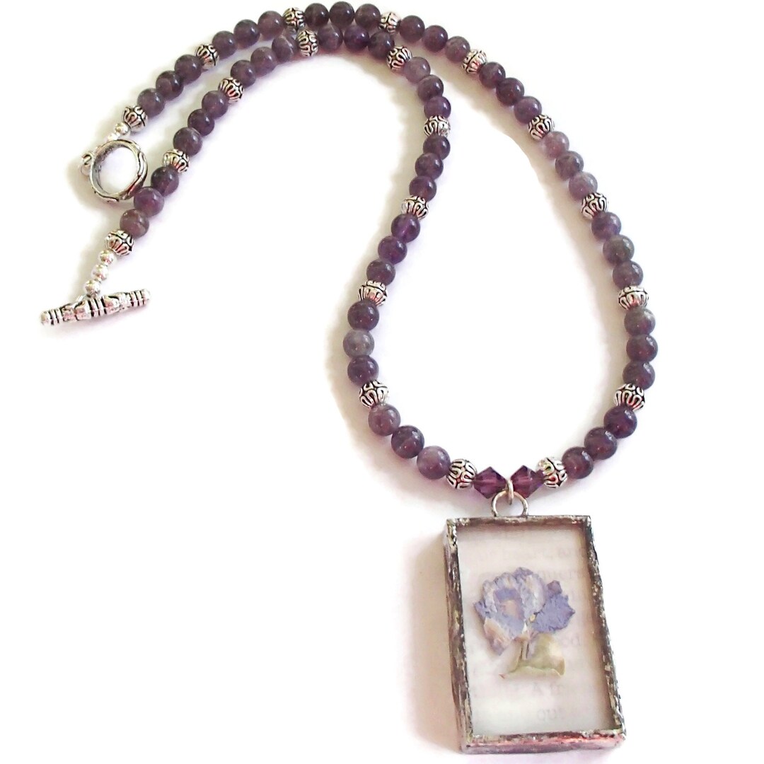 Shadow Box Necklace/ Amethyst and Shadow Box Neclace/ Romantic Style ...