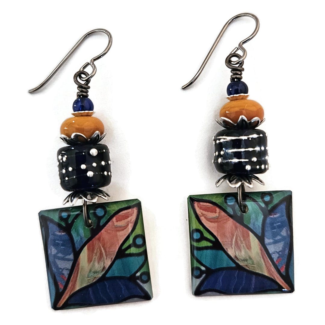 Colorful Fun Earrings/ Abstract Flower Earrings/ E2853 - Etsy