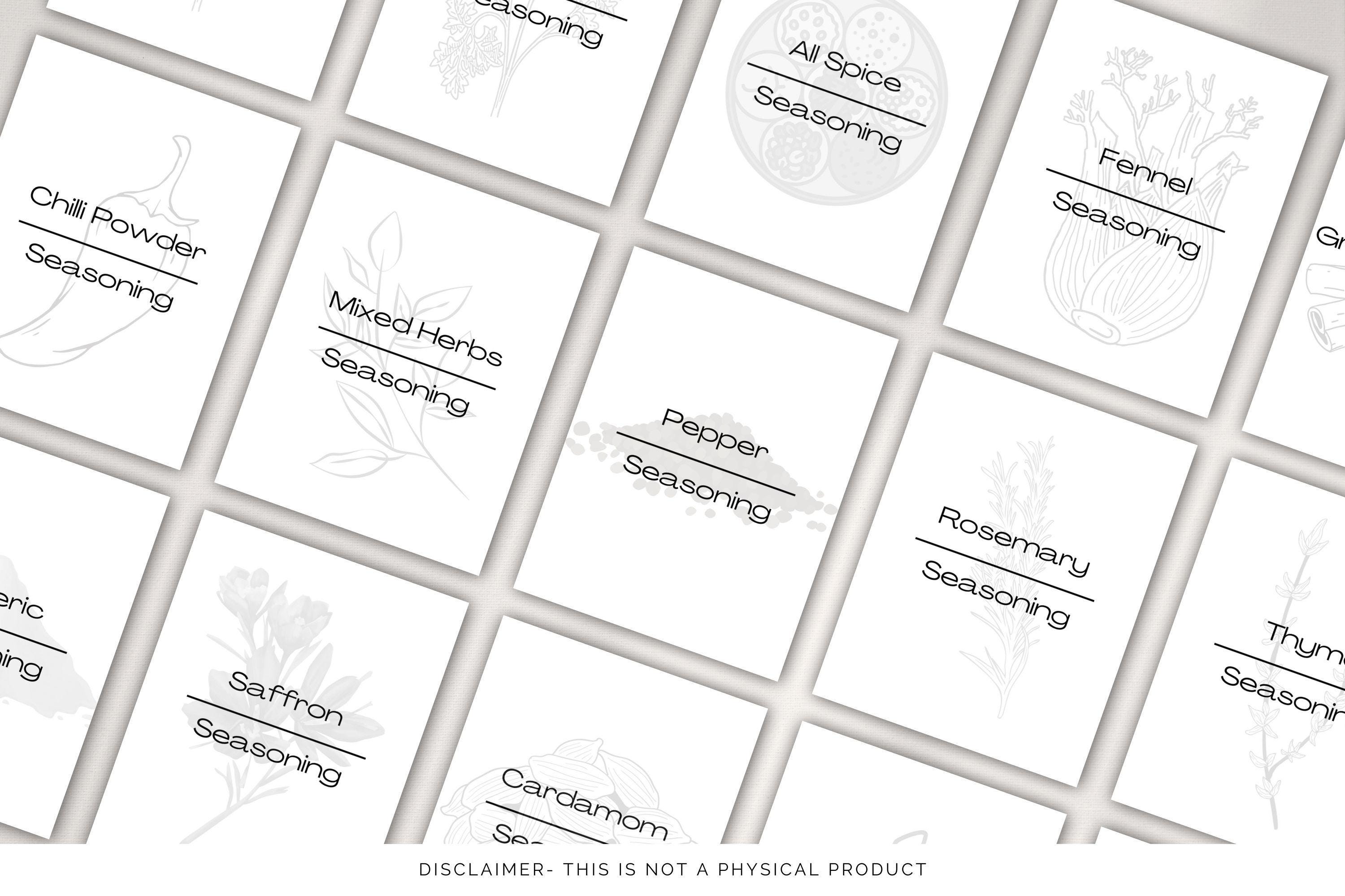 Printable Seasoning Labels for Kitchen Organisation Spice Jar Labels ...