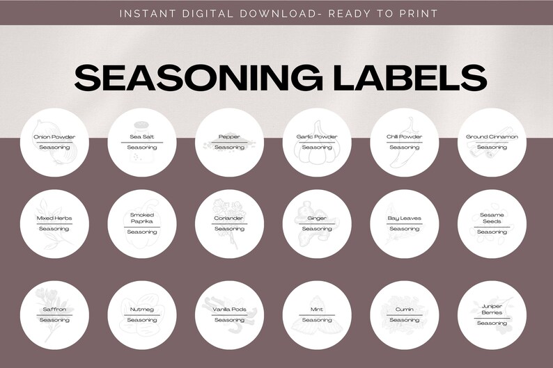 Printable Seasoning Labels for Kitchen Organisation Spice Jar Labels ...