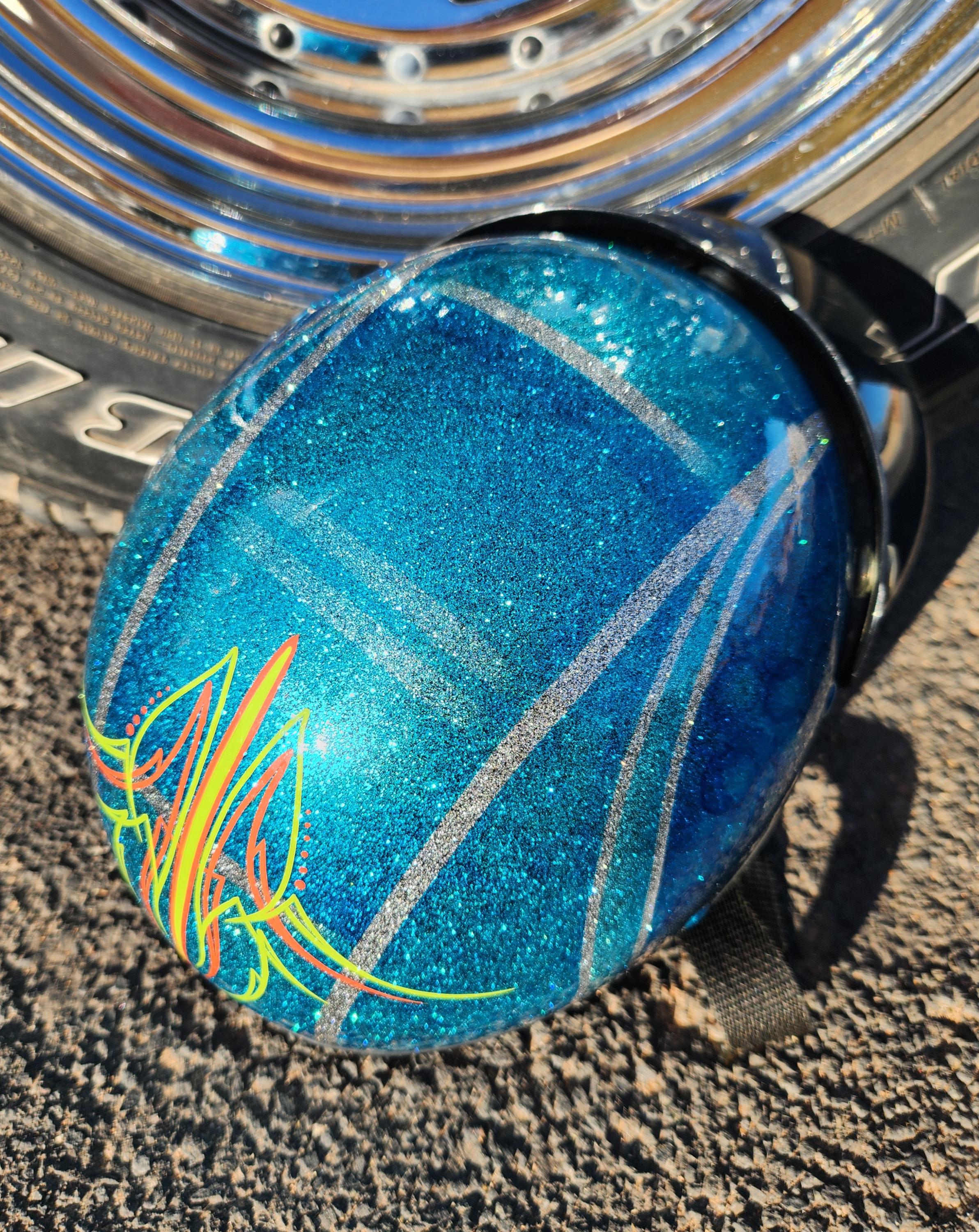 Hand Painted Motorbike Helmet With Pinstriping, Garage Art, Repurposed ...